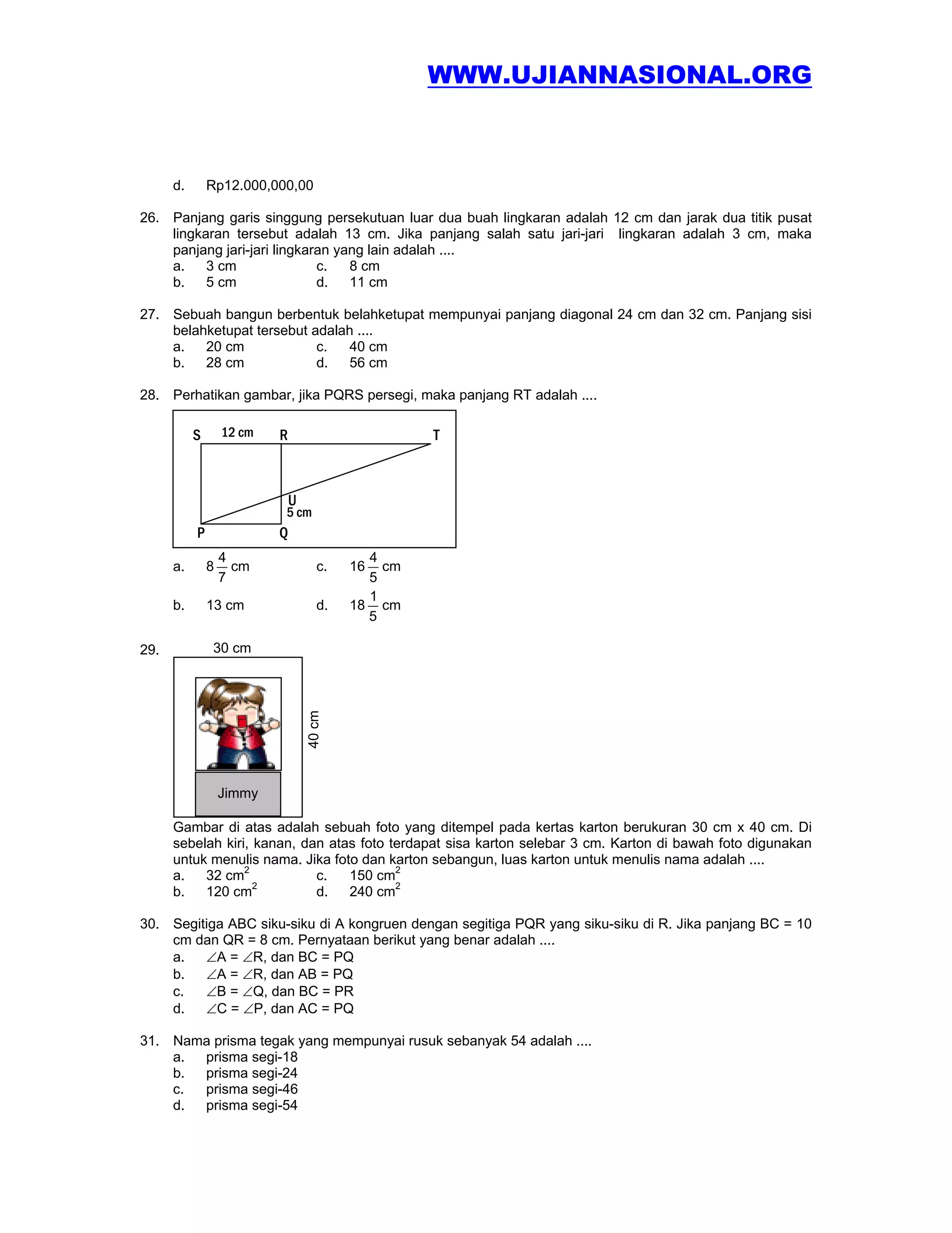 Lt soal-mtk-un-smp | PDF