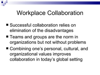 Collaboration in workplace | PPT