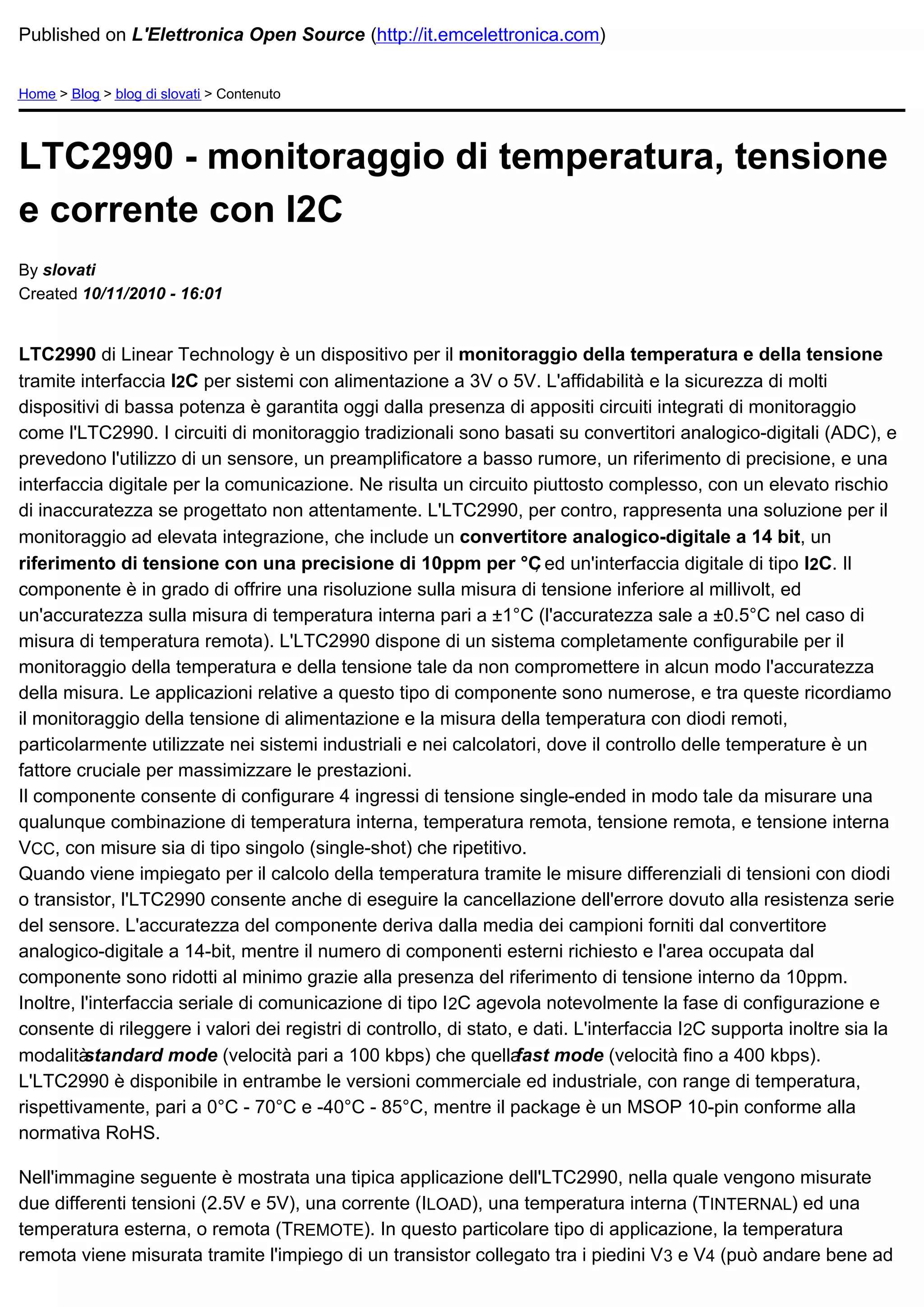 Ltc2990 monitoraggio di temperatura, tensione e corrente con i2 c ...