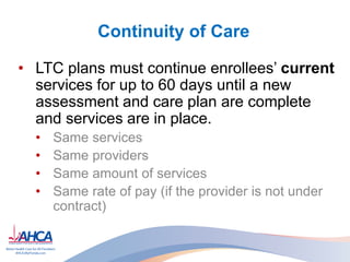 SMMC Long-term Care Provider Webinar: Enrollee and Provider Protections | PPT