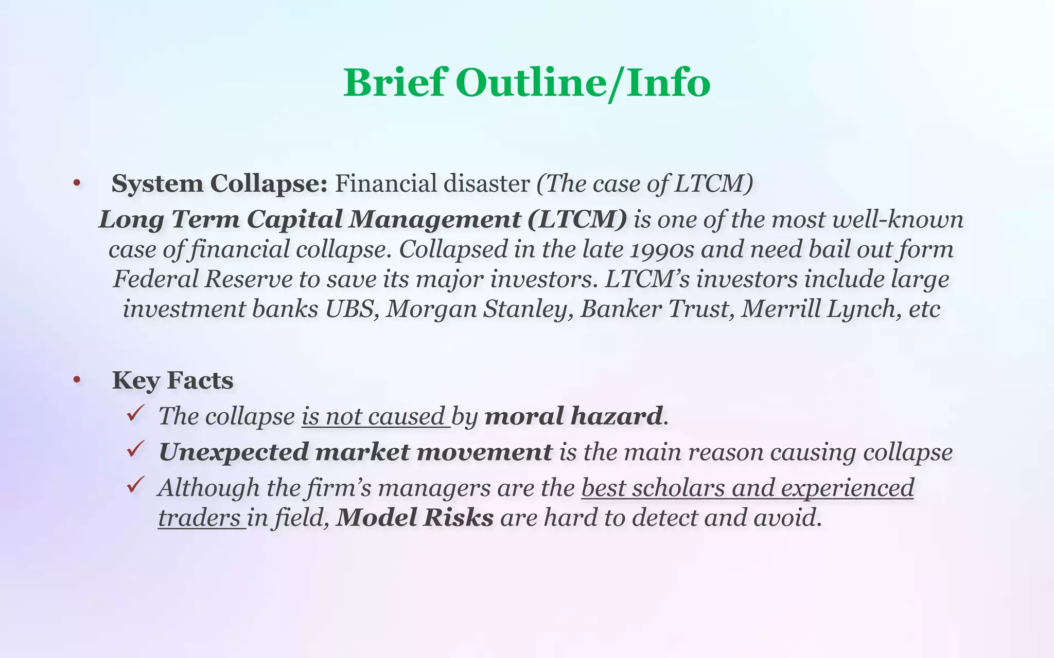Long Term Capital Management (LTCM) Financial Collapse - Risk Management Case Study | PPTX