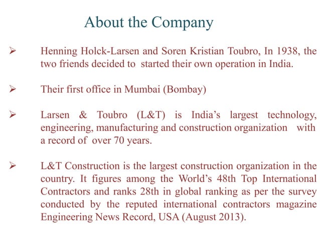 L&t company | PPTX | Large Business | Business