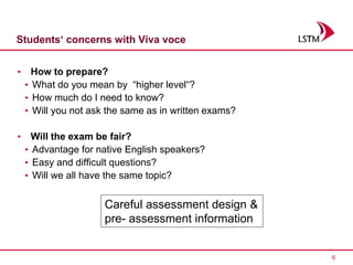 Viva voce for MSc students at LSTM: a case report | PPTX