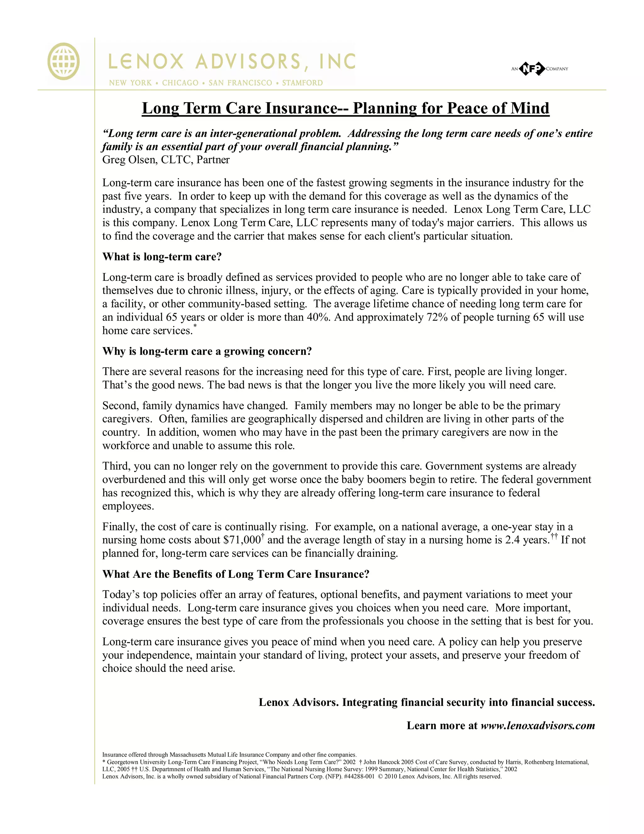 Long Term Care Overview | PDF