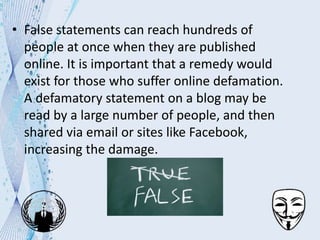 Defamation on the Internet | PPT