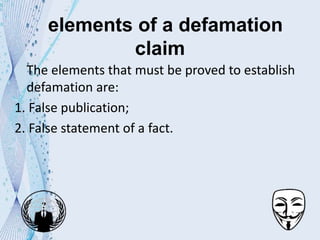 Defamation on the Internet | PPTX | Internet Safety | Parenting