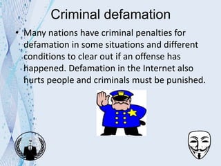 Defamation on the Internet | PPTX