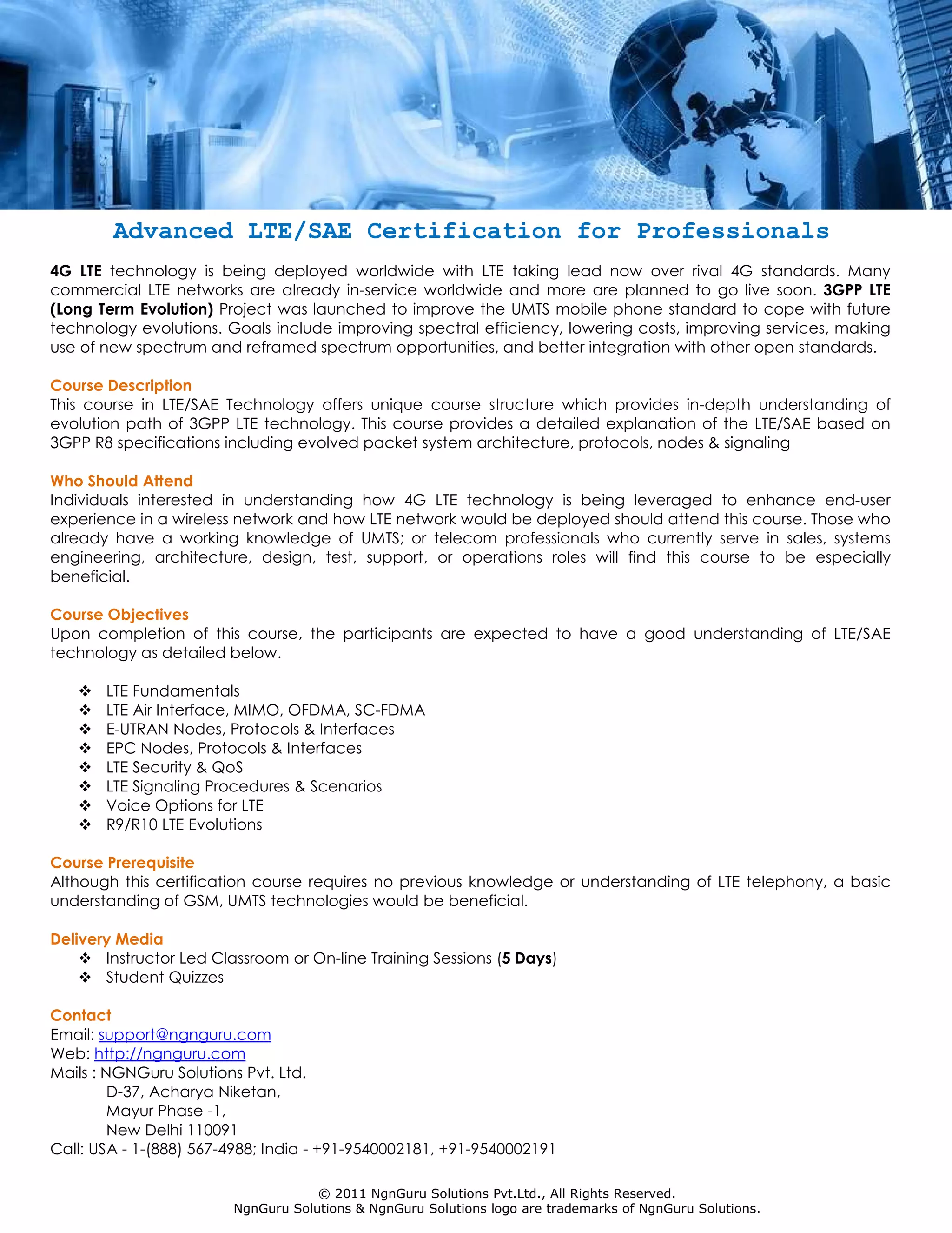 Lte sae-certification-course | PDF