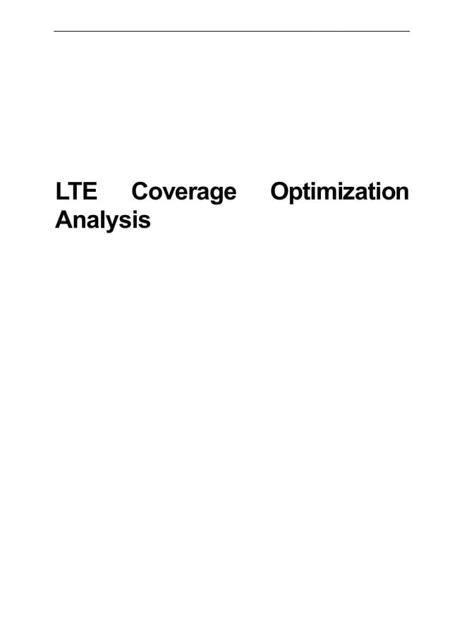 Lte Coverage Optimization Analysis Docx Computer Networking Computing