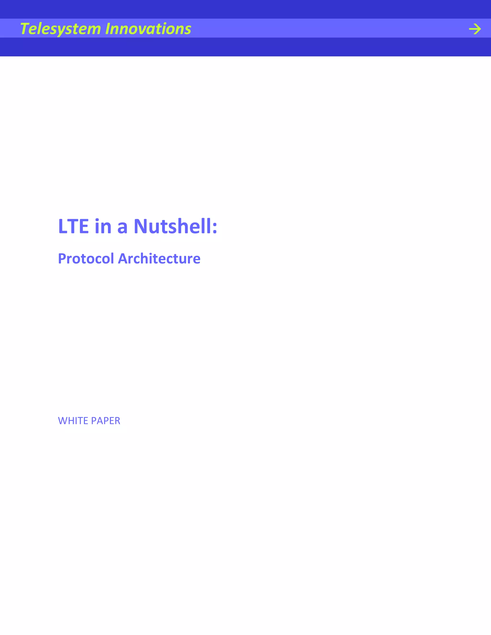 LTE in a Nutshell: Protocol Architecture | PDF