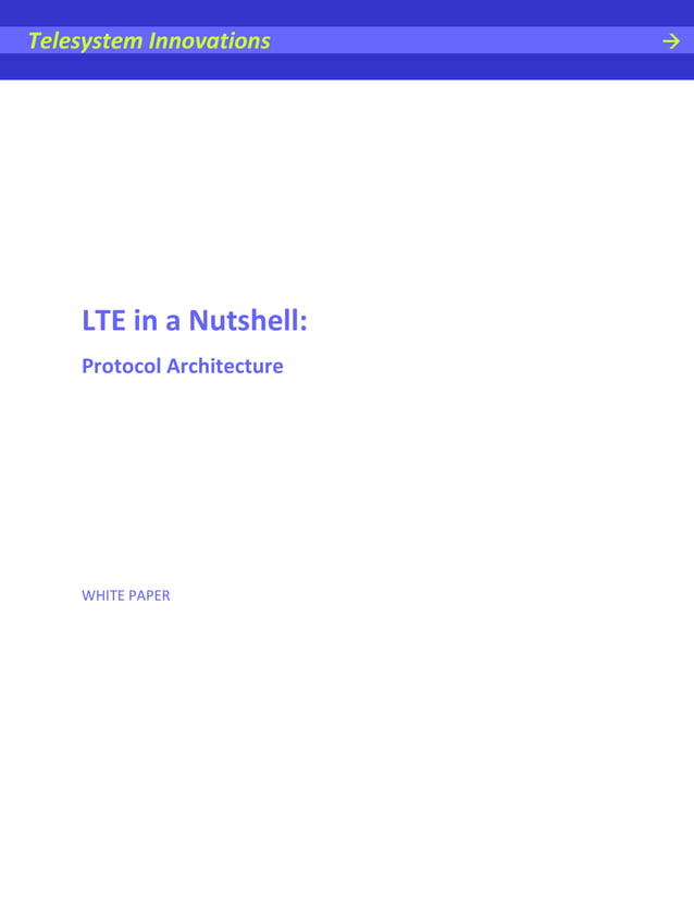 LTE in a Nutshell: Protocol Architecture | PDF