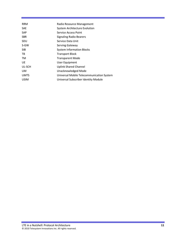 LTE in a Nutshell: Protocol Architecture | PDF