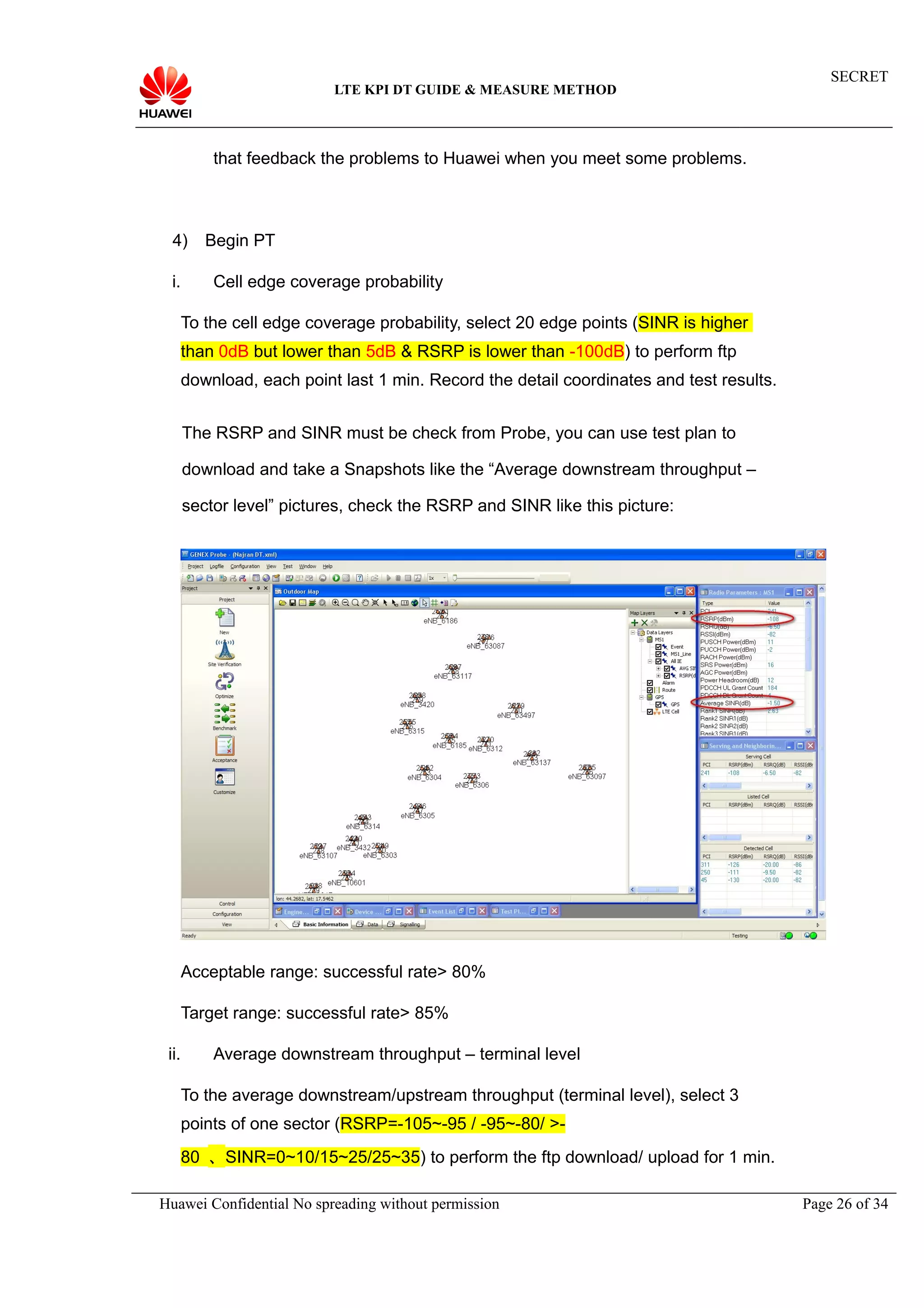 Lte kpi dt guide & measure method. | DOC
