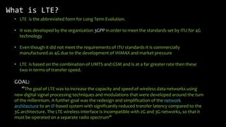 Lte(long term evolution) 4G LTE | PPTX