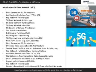 LTE, LTE A, and LTE A Pro Migration to 5G Training : Tonex Training | PPT
