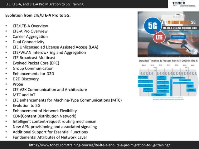 LTE, LTE A, and LTE A Pro Migration to 5G Training : Tonex Training | PPTX | Computer Networking ...