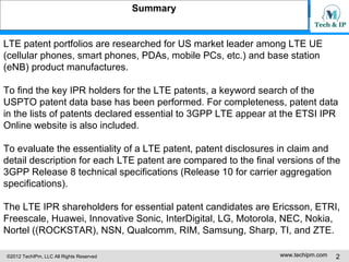 LTE Standards Essential Patent IPR Governance 2Q 2012 | PPT