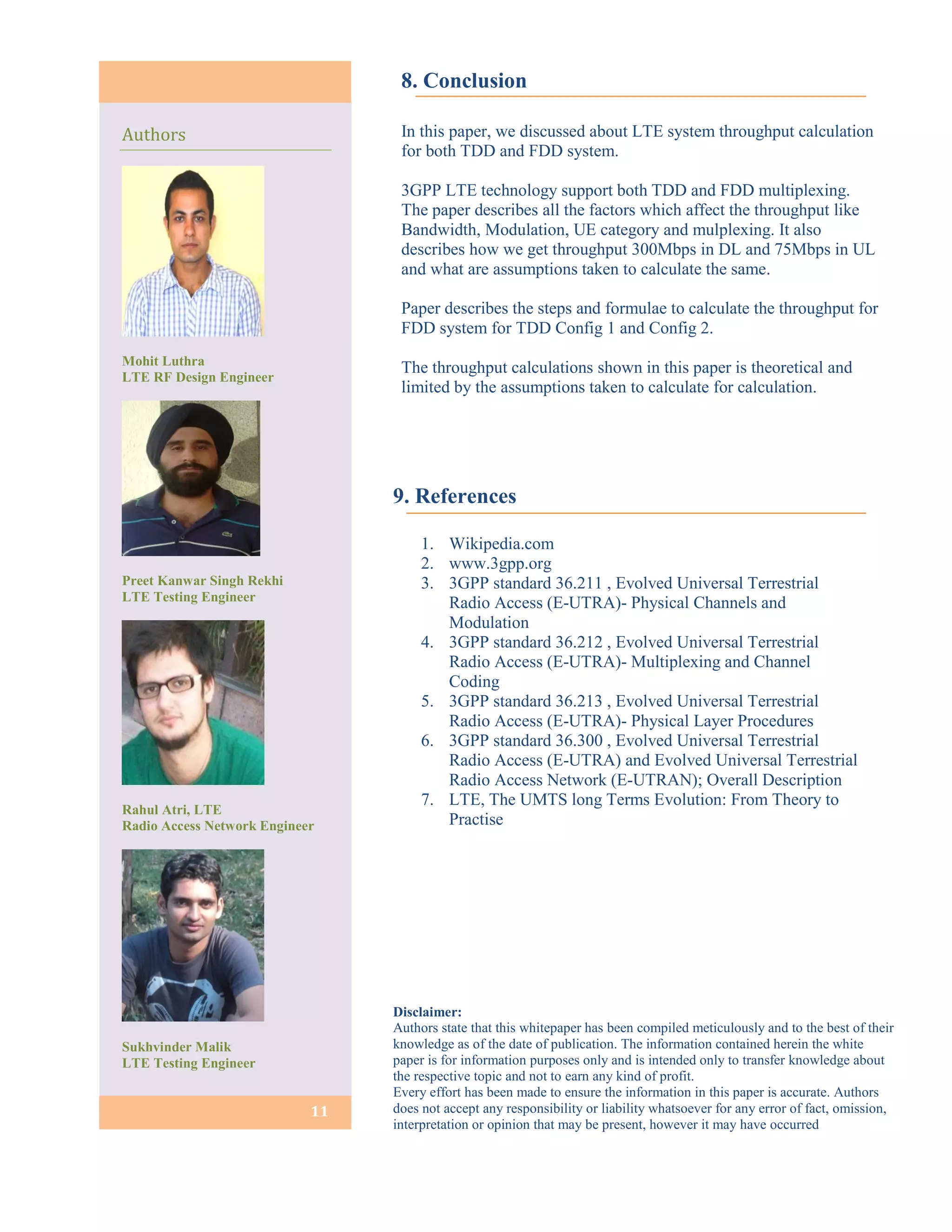 Throughput Calculation For Lte Tdd And Fdd System Pdf Computer Networking Computing