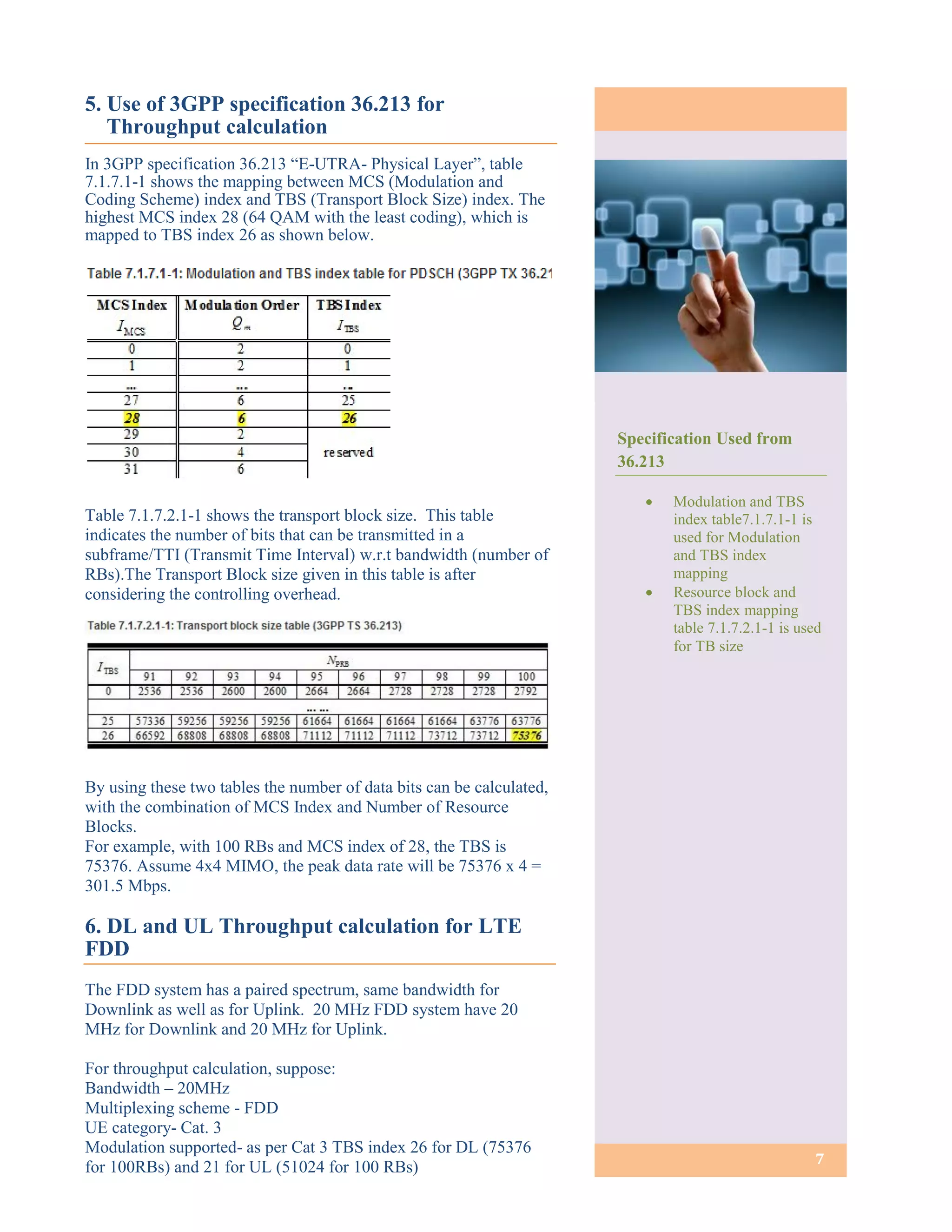 Throughput Calculation for LTE TDD and FDD System | PDF