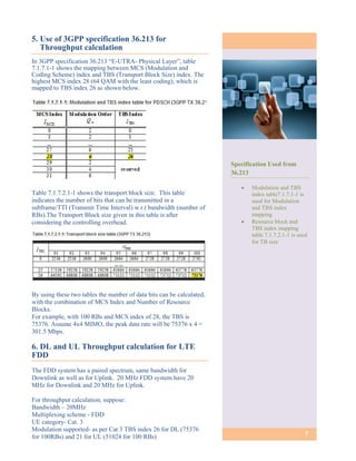 Throughput Calculation for LTE TDD and FDD System | PDF