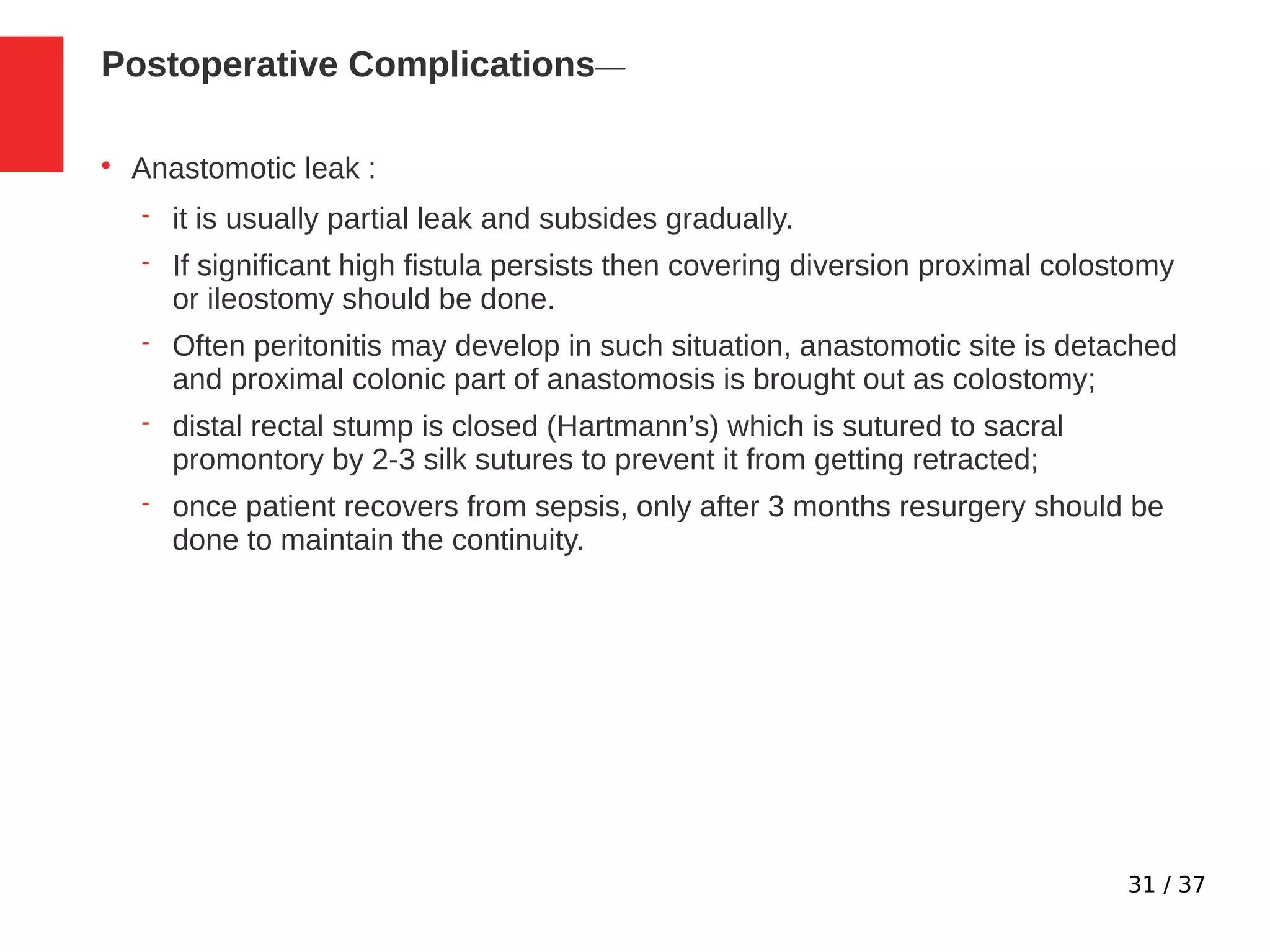 Lt hemicolectomy - Surgical Approach, Complications. | PDF