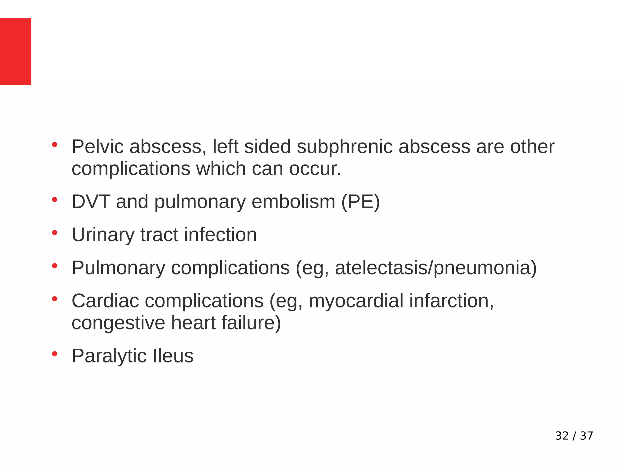 Lt hemicolectomy - Surgical Approach, Complications. | PDF