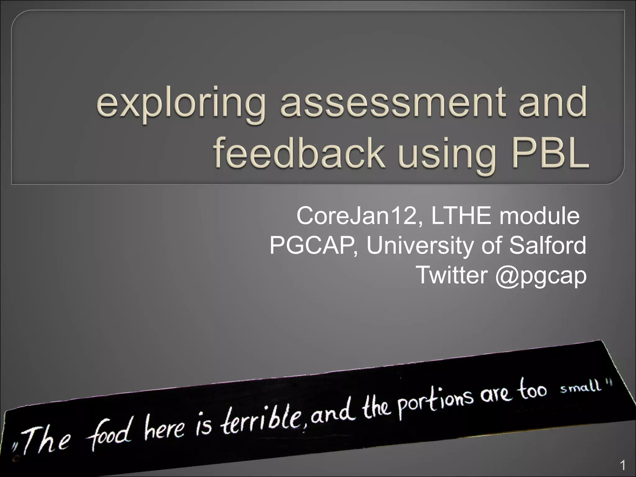 LTHE Assessment and Feedback using PBL | PPT