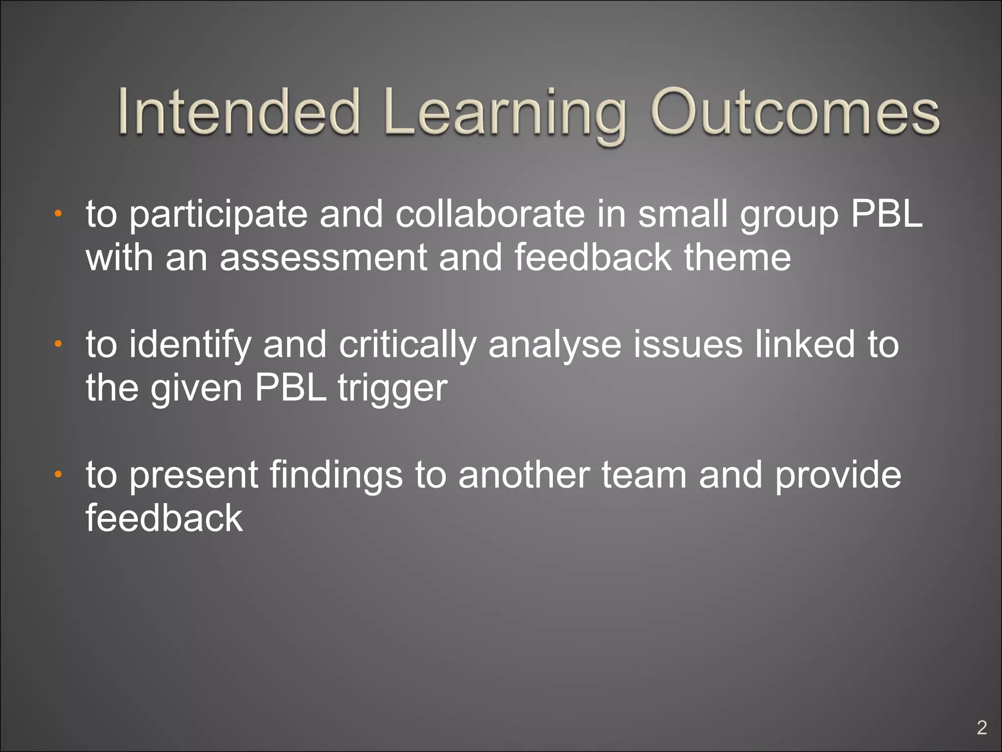 LTHE Assessment and Feedback using PBL | PPT
