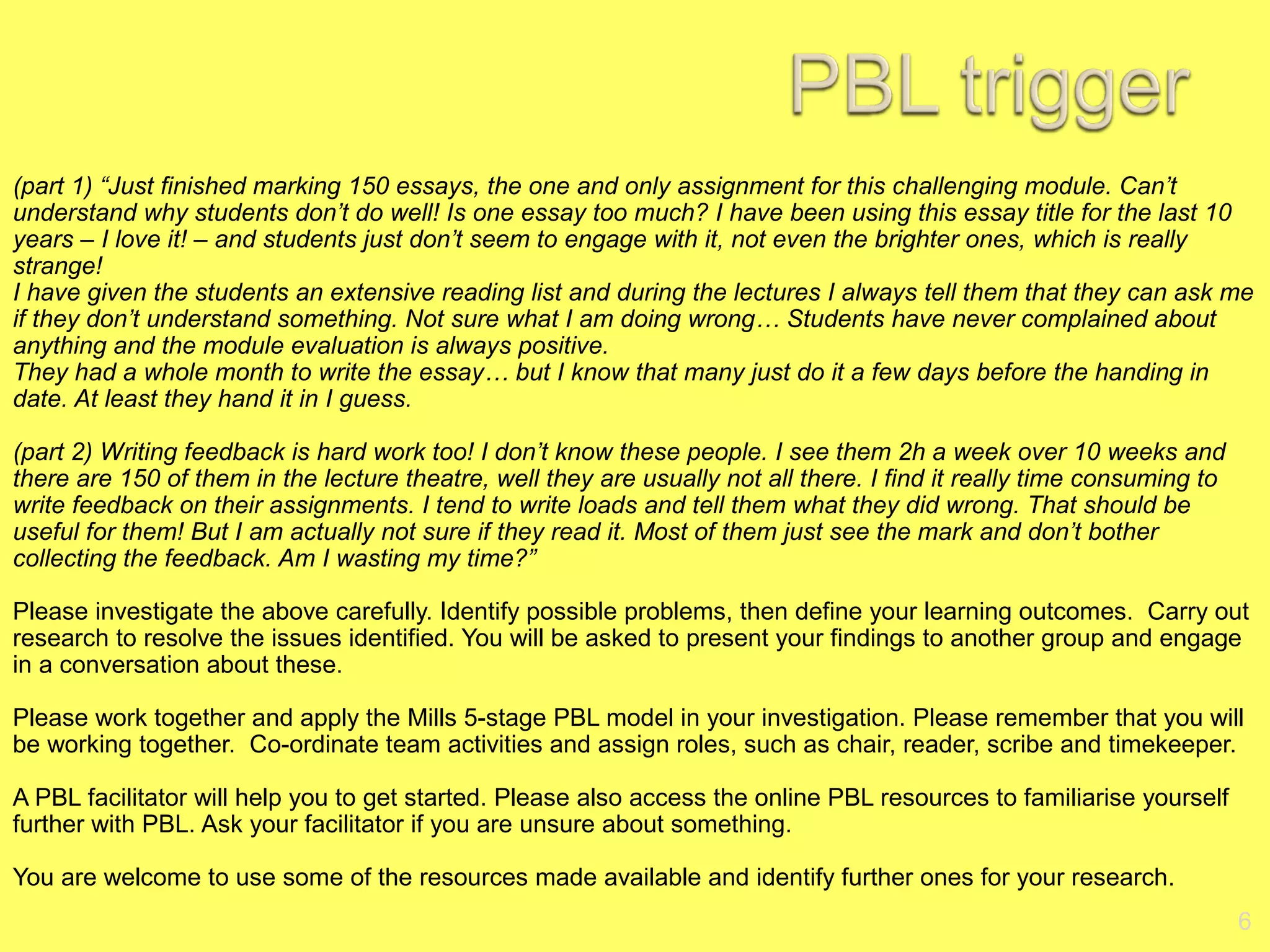 LTHE Assessment and Feedback using PBL | PPT