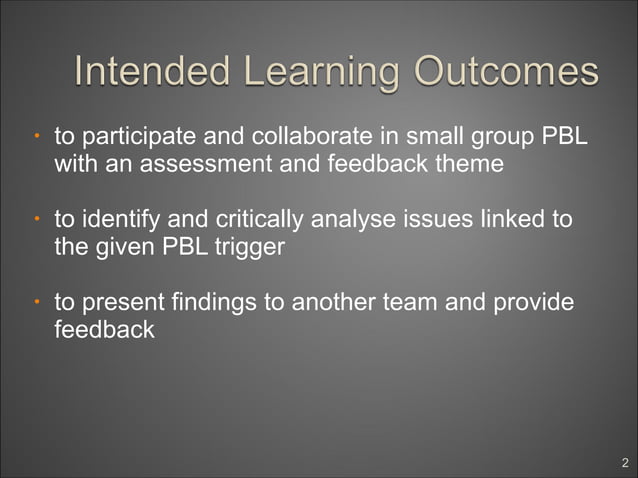 LTHE Assessment and Feedback using PBL | PPT
