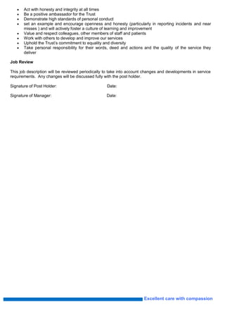 LTHTR HCA 438 RC7430 Job Description and Person Specification | PDF