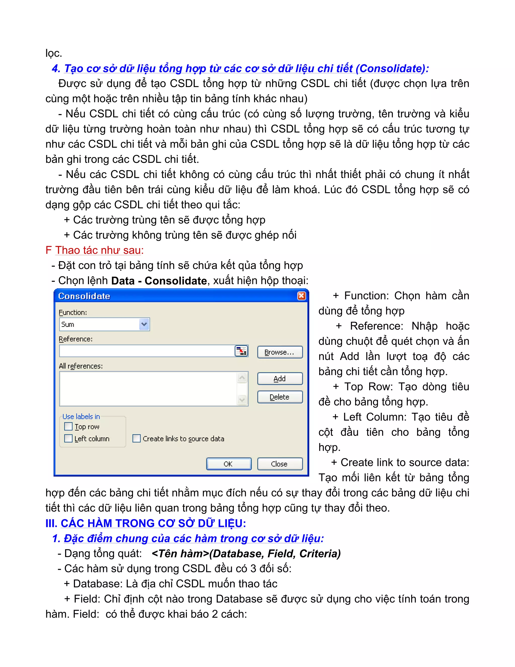 Lý thuyết excel csdl | PDF
