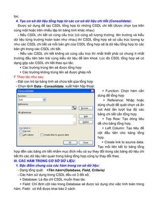Lý thuyết excel csdl | PDF