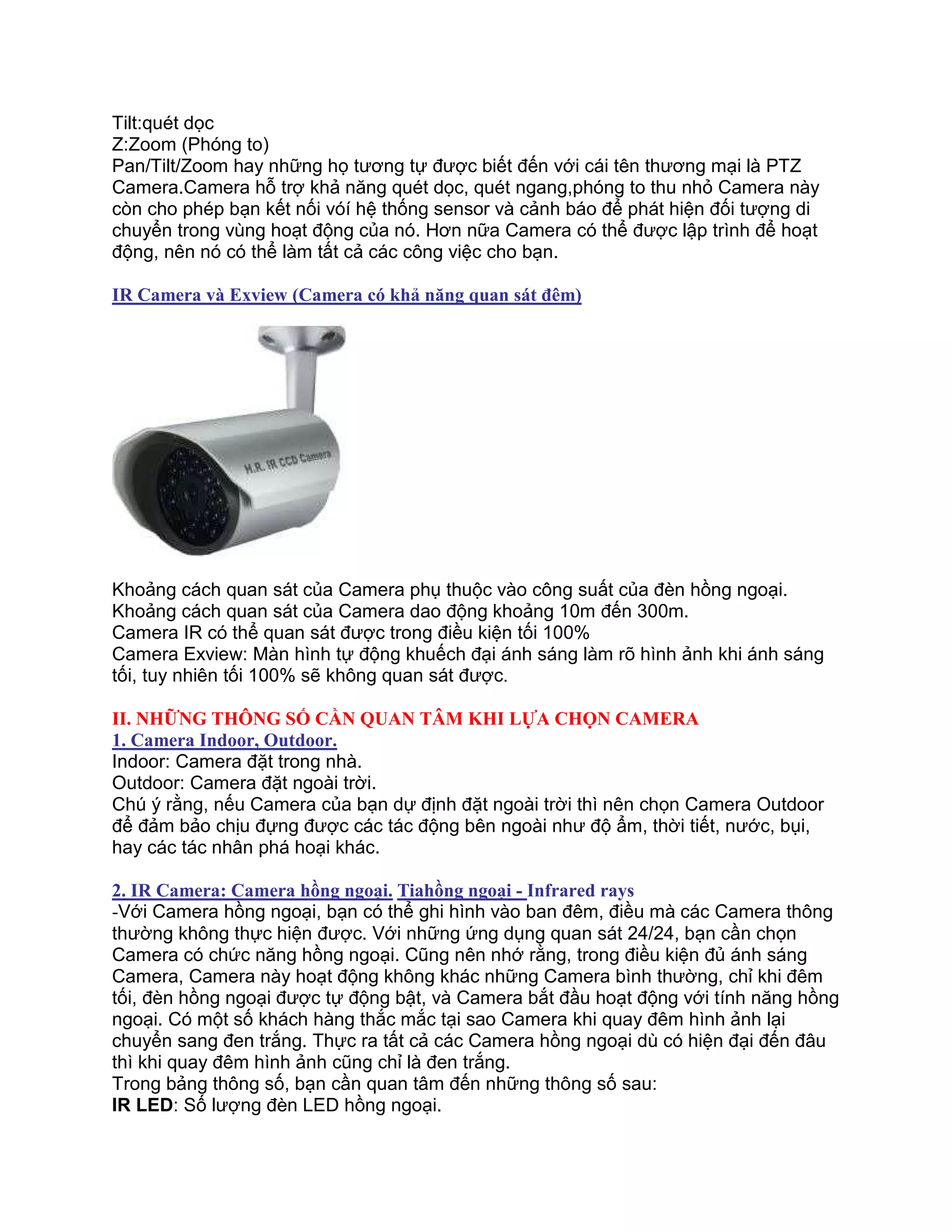 Lý thuyết tổng quan về camera quan sát | PDF