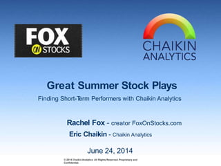 Rachel Fox: Short-Term Trading Tips and Strategies with Chaikin ...
