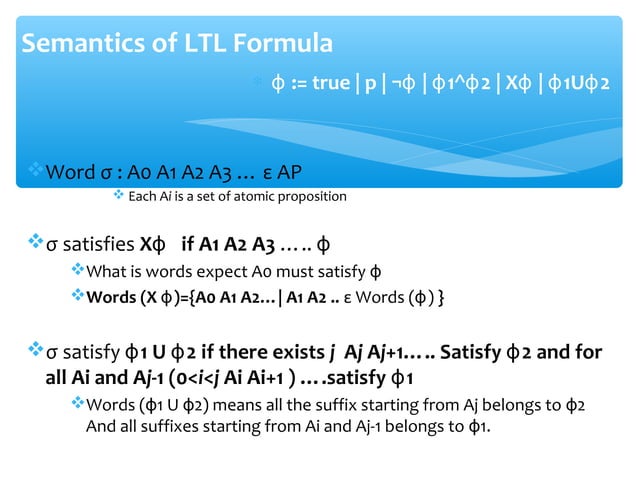 Linear Temporal Logic LTL | PPT | Science