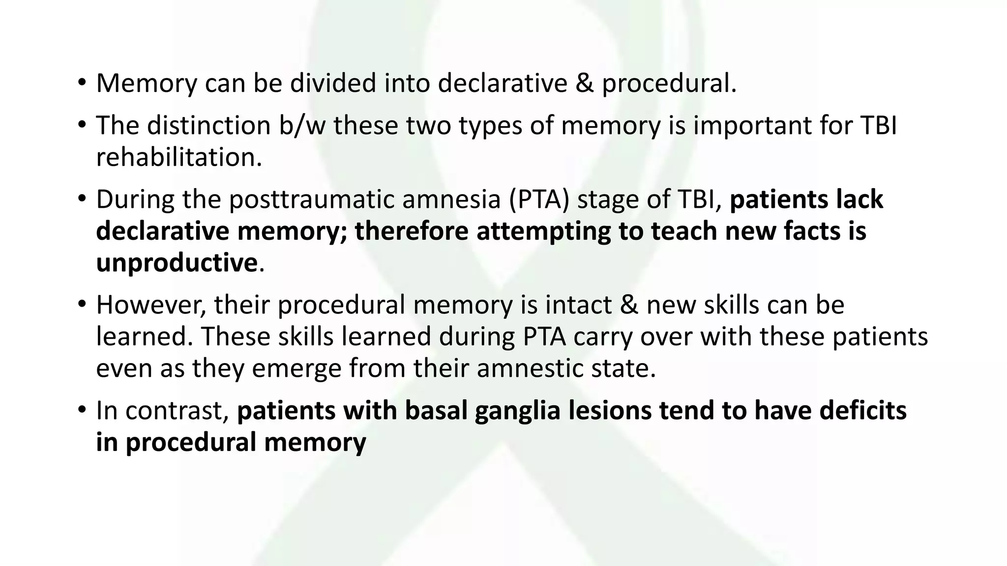 Long term managment of traumatic brain injury | PPTX