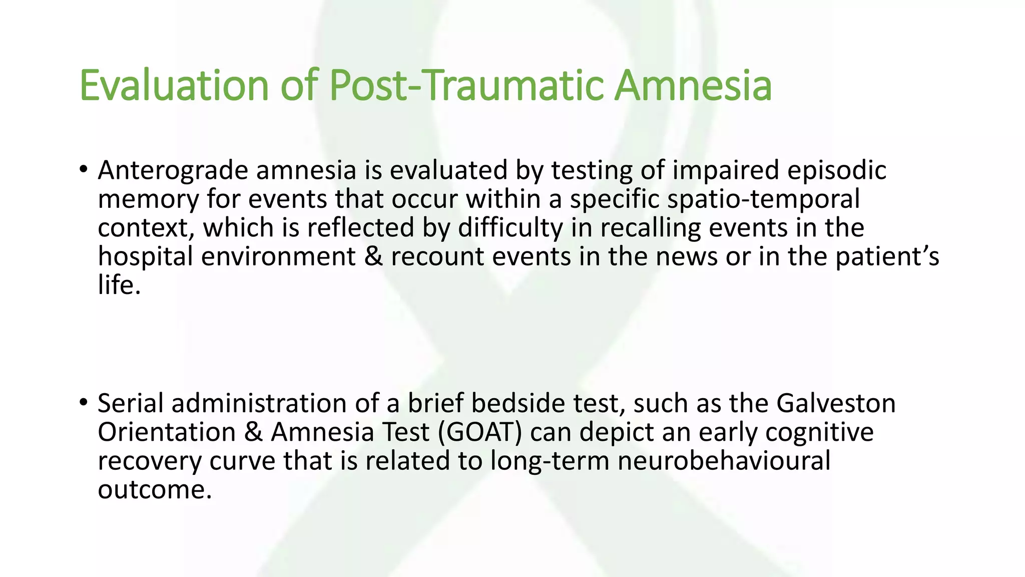 Long term managment of traumatic brain injury | PPTX