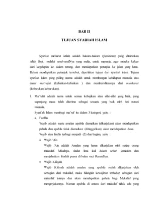 LTM MPK Agama Islam kelas Y : Tujuan Syariah Islam | PDF