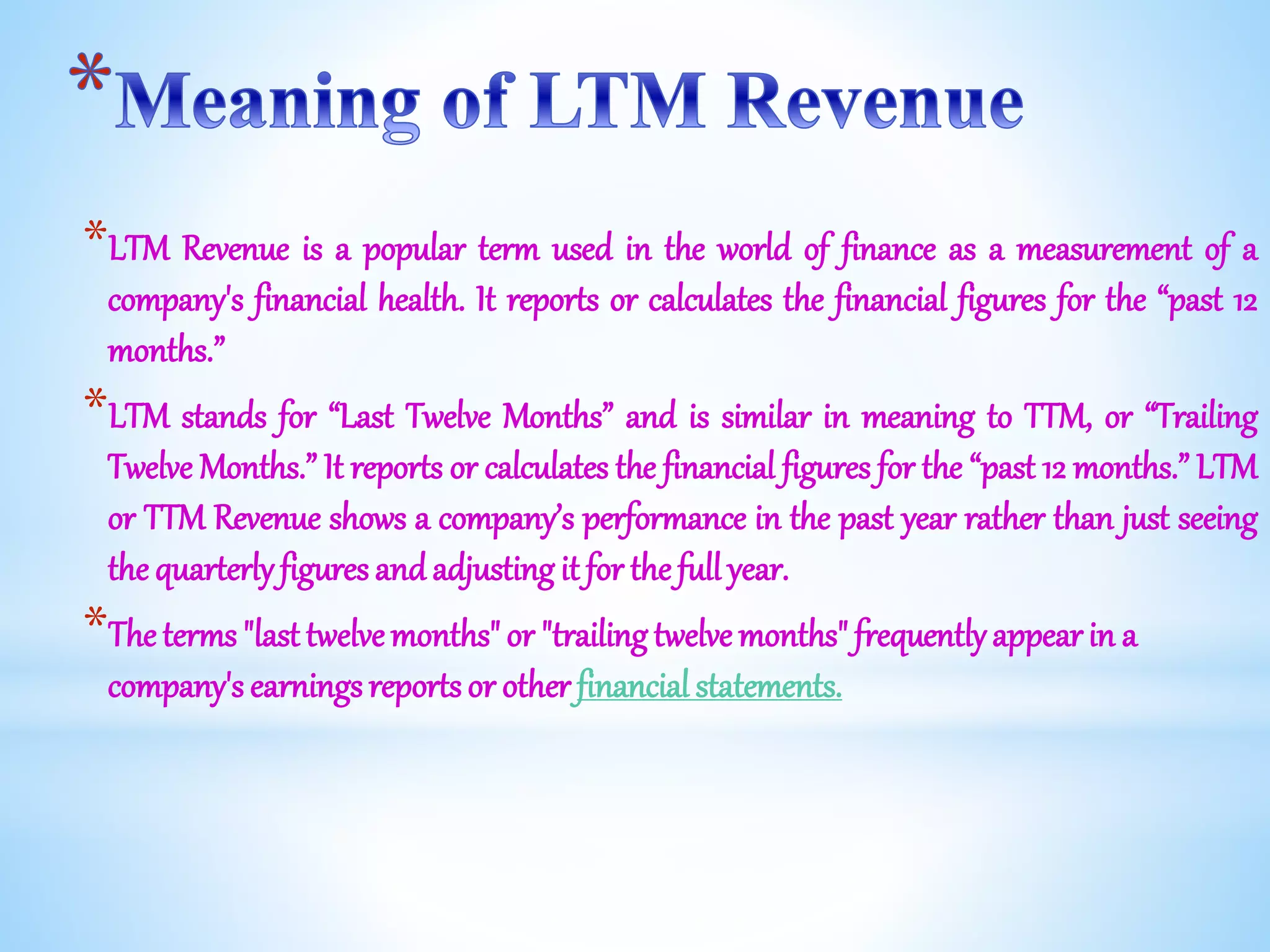 LTM revenue ( last twelve month revenue) | PPTX | Mergers and ...