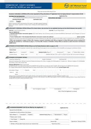 L&t mutual fund common application form with kim | PDF