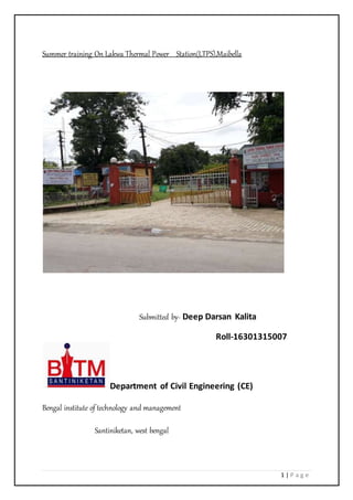 Project report on Lakwa Thermal Power Station | DOCX