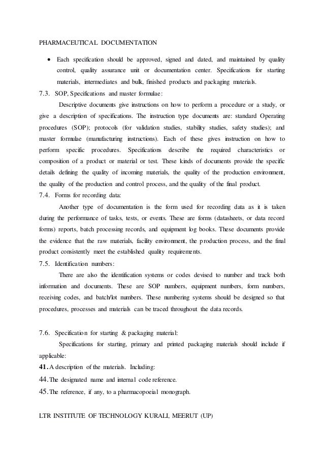 Pharmaceutical documentation