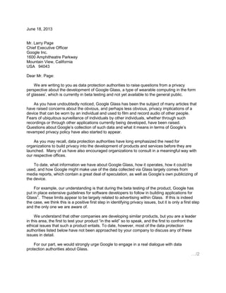 Letter to Google CEO Larry Page from privacy advocates | PDF