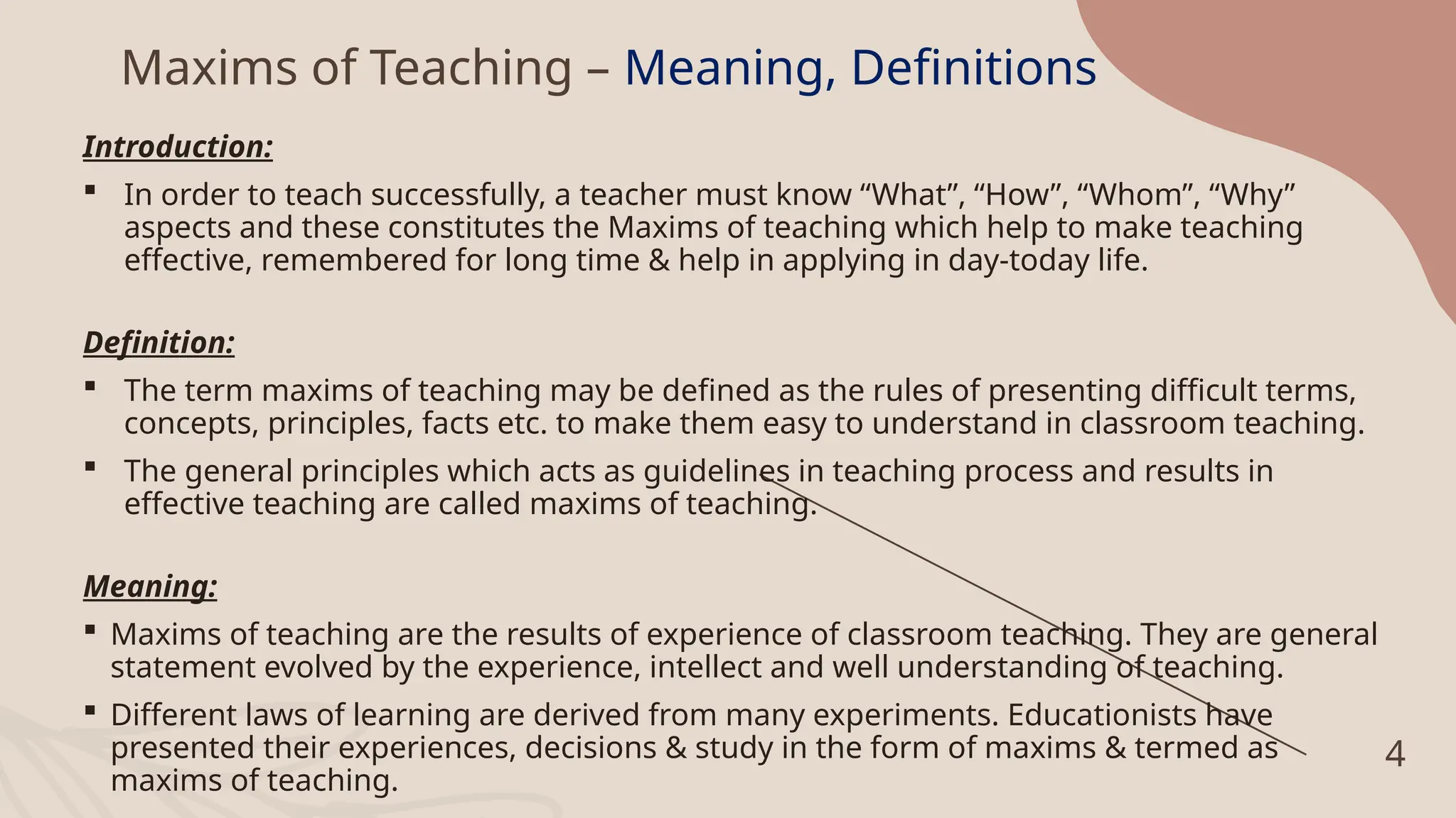 Maxims Of Teaching - Learning and Teaching | PPT