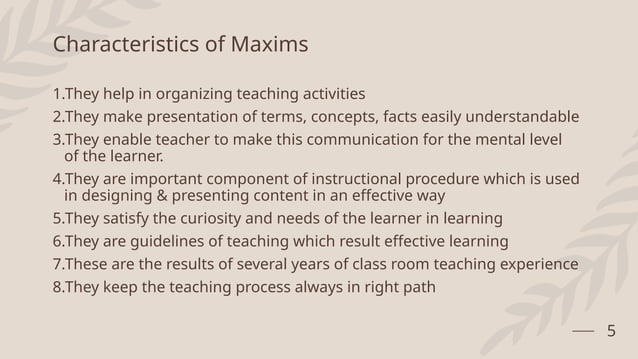 Maxims Of Teaching - Learning and Teaching | PPT