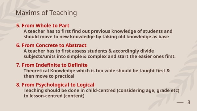 Maxims Of Teaching - Learning and Teaching | PPT