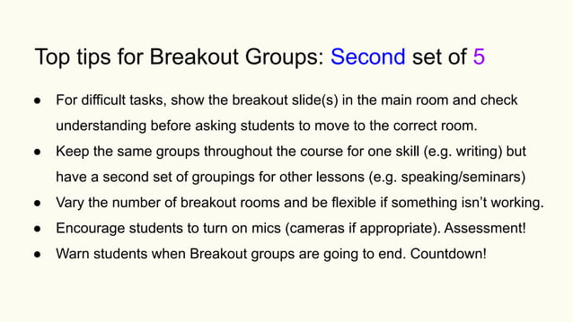 Getting students to collaborate in Breakout Rooms in Remote Teaching | PPT