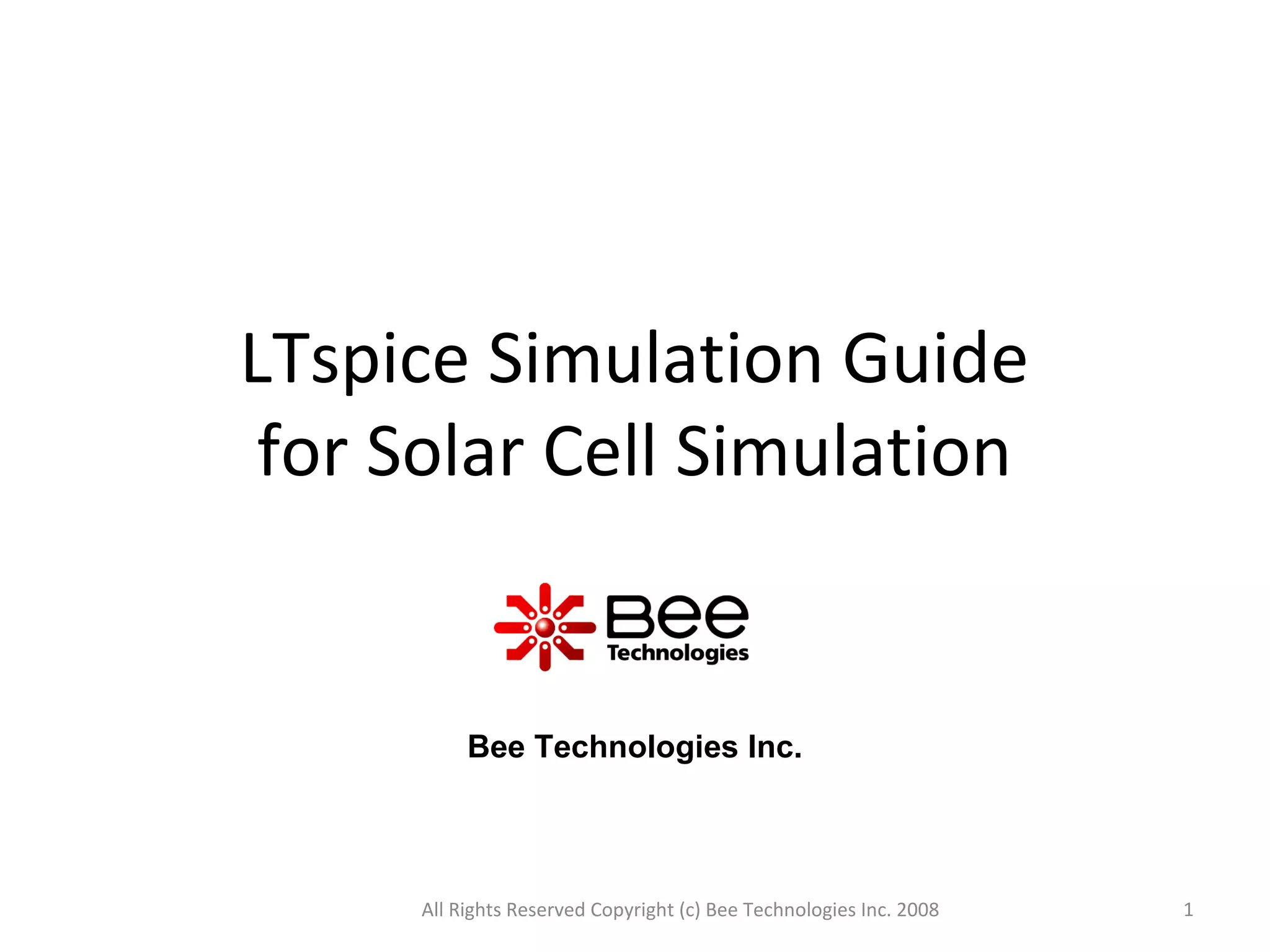 LTspice Simulation Guide for Solar Cell Simulation | PPT