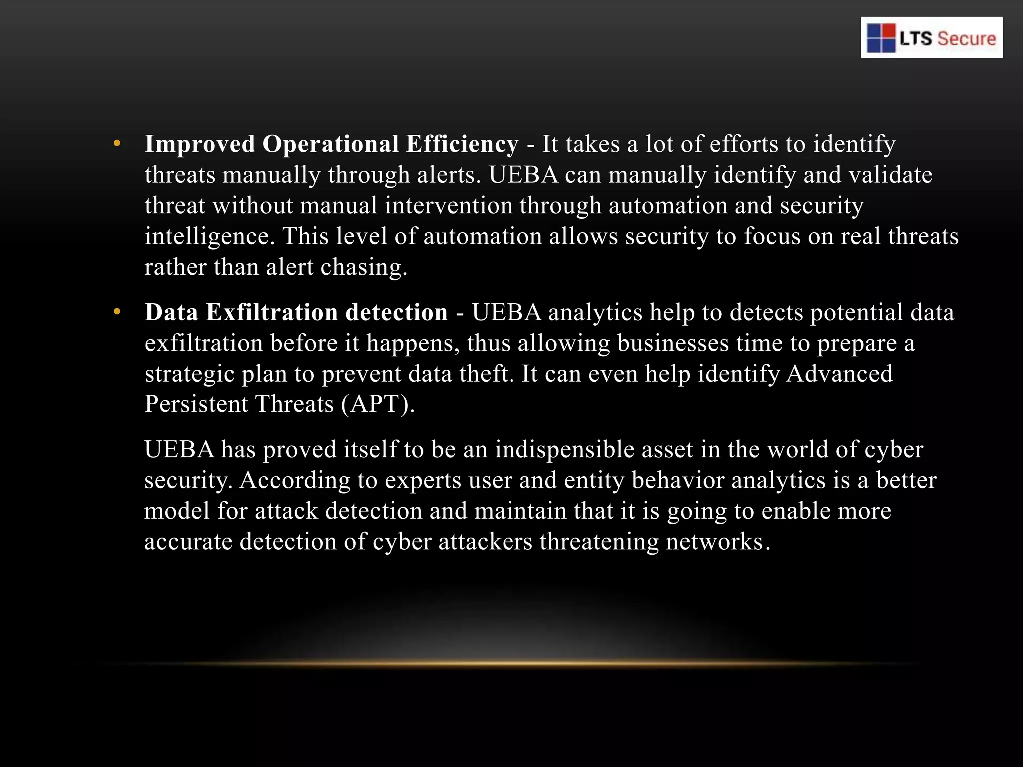 Lts Secure User Entity Behavior Analytics Ueba Boon To Cyber Security Ppt Free Download